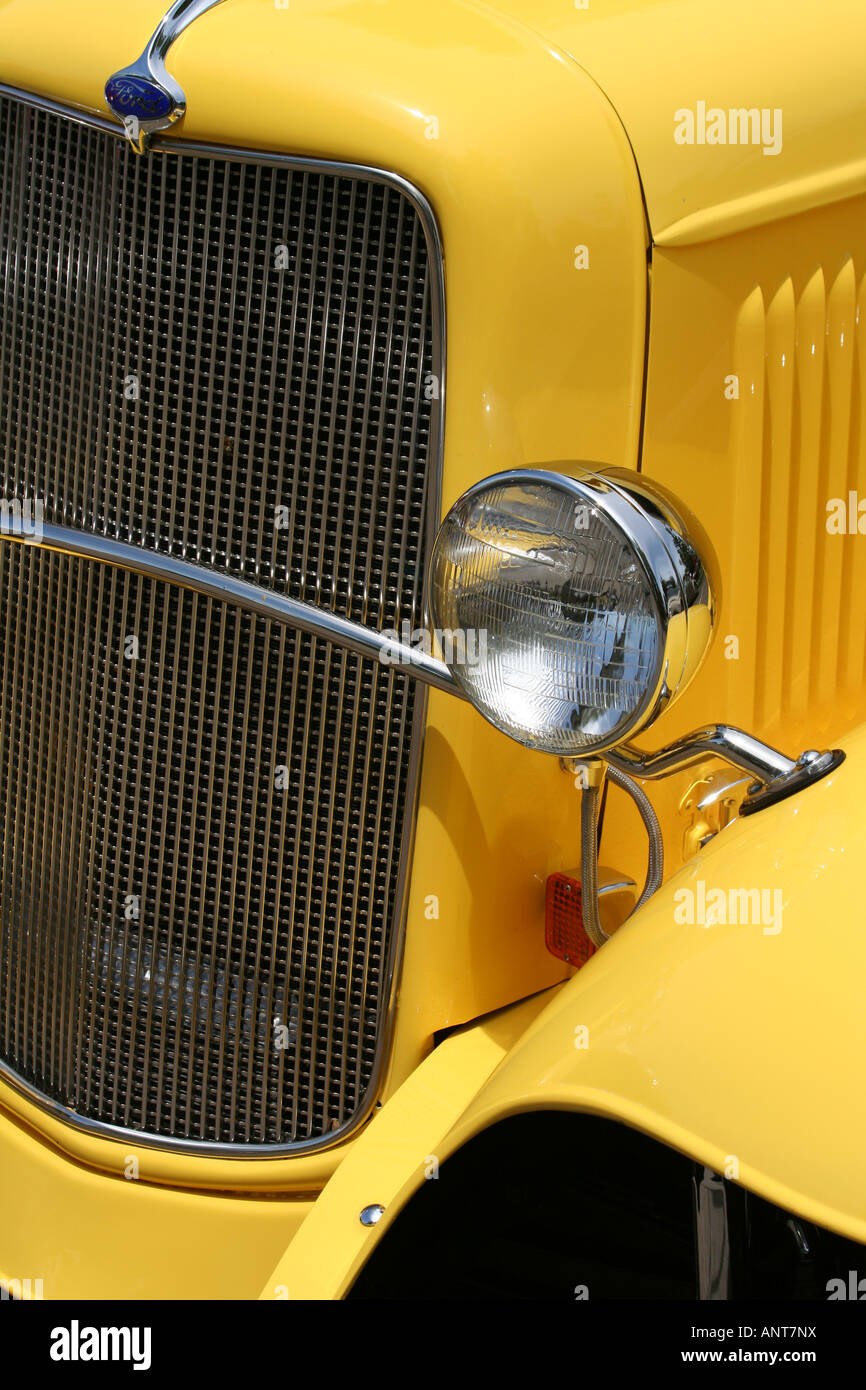 yellow hot rod front Stock Photo - Alamy