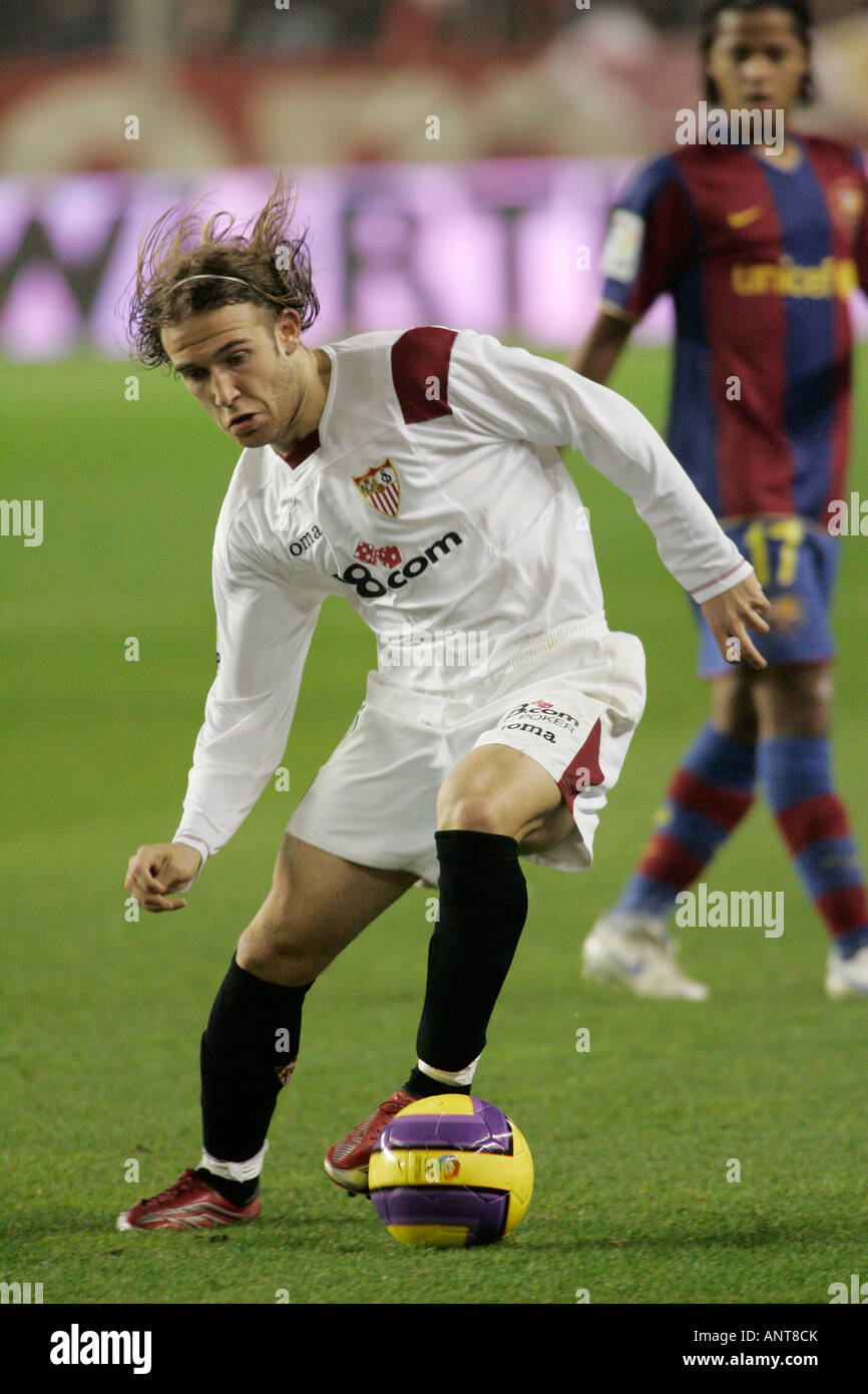 The young Sevilla FC left forward Diego Capel with the ball Stock Photo ...