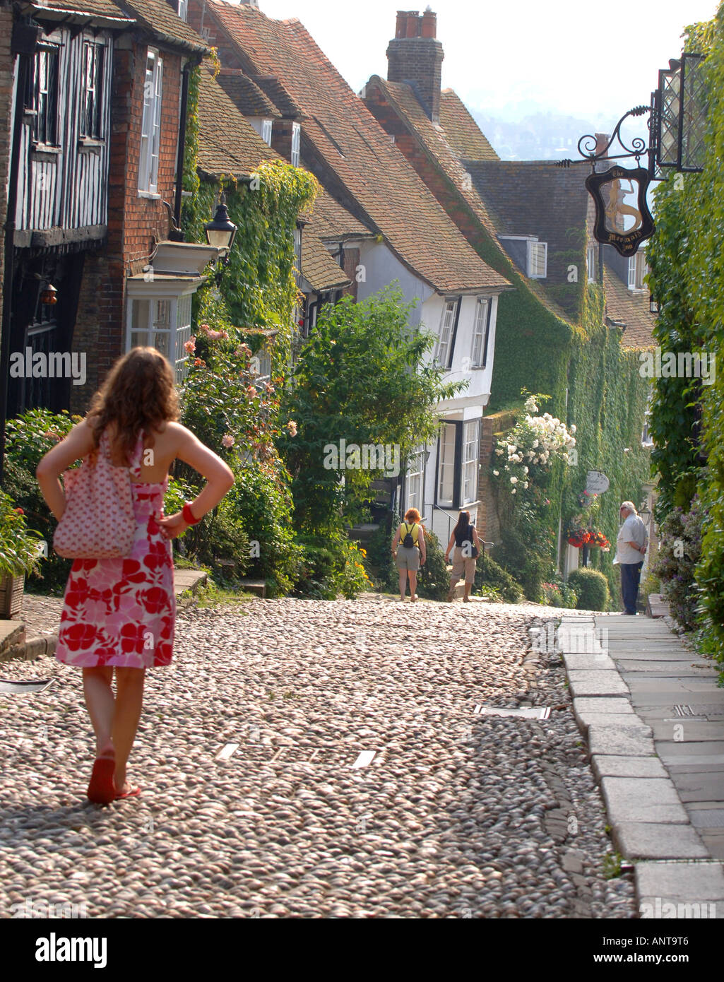 Historic Mermaid Street Rye with the Mermaid Inn, on the right of ...