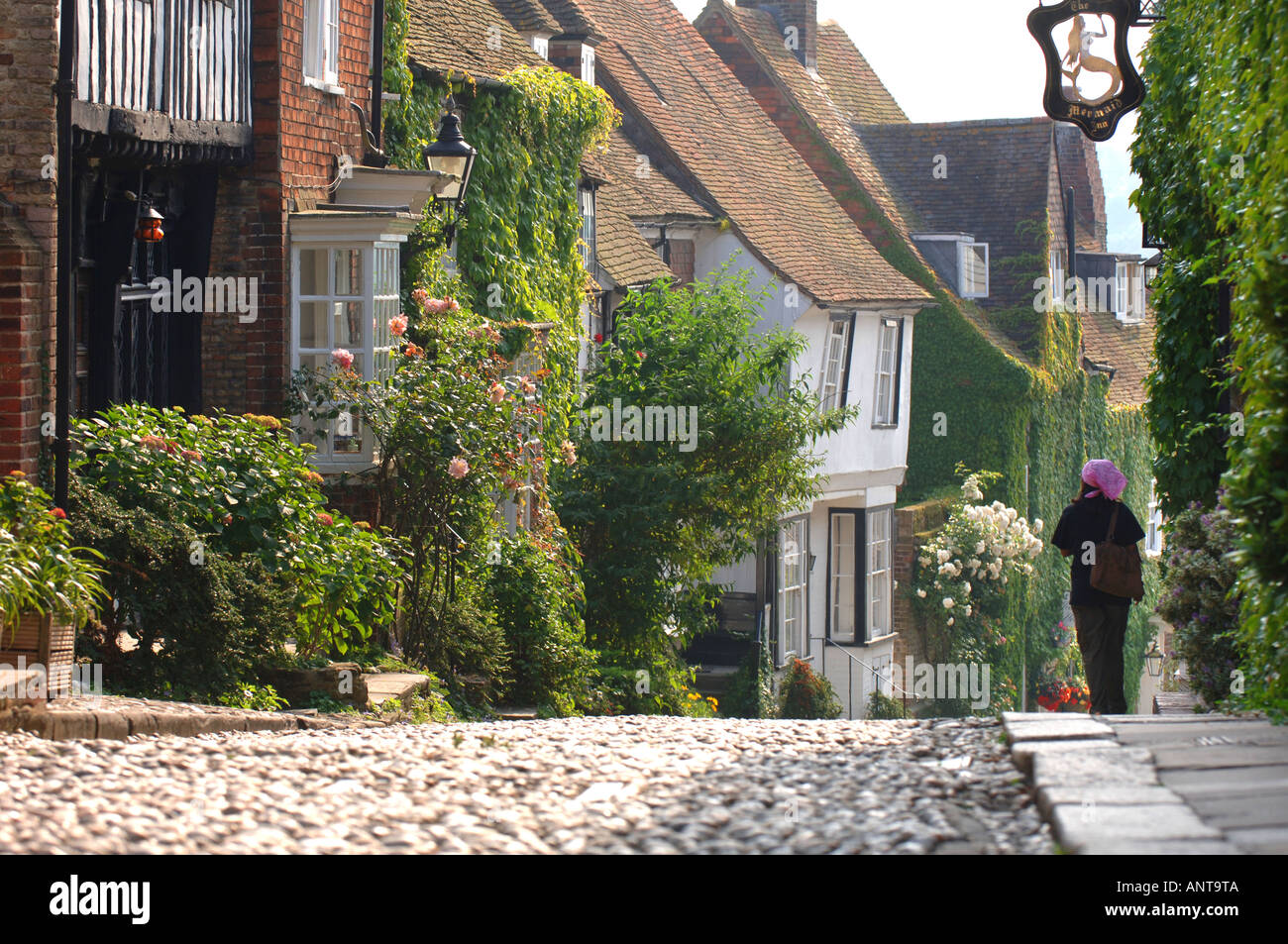 Historic Mermaid Street Rye with the Mermaid Inn, right of picture. Pic ...