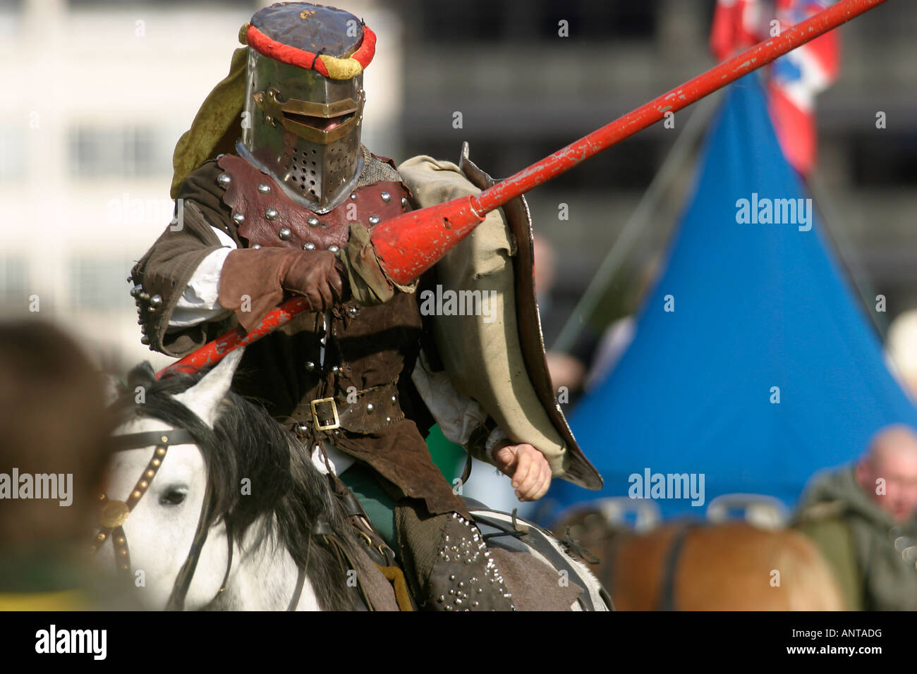 The joust. A knight in full flight. One of the Knights of Nottingham ...
