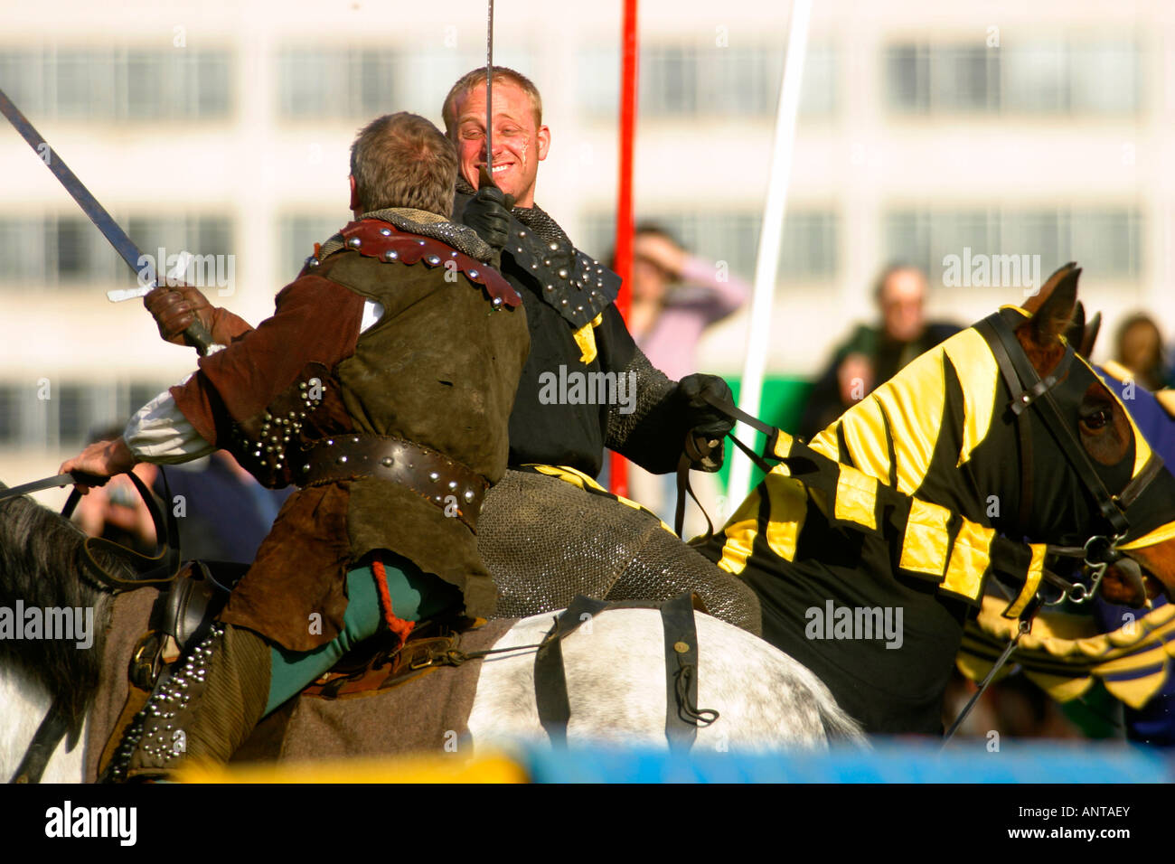 Knights of Nottingham, Medieval re-enactors, dueling in the annual ...