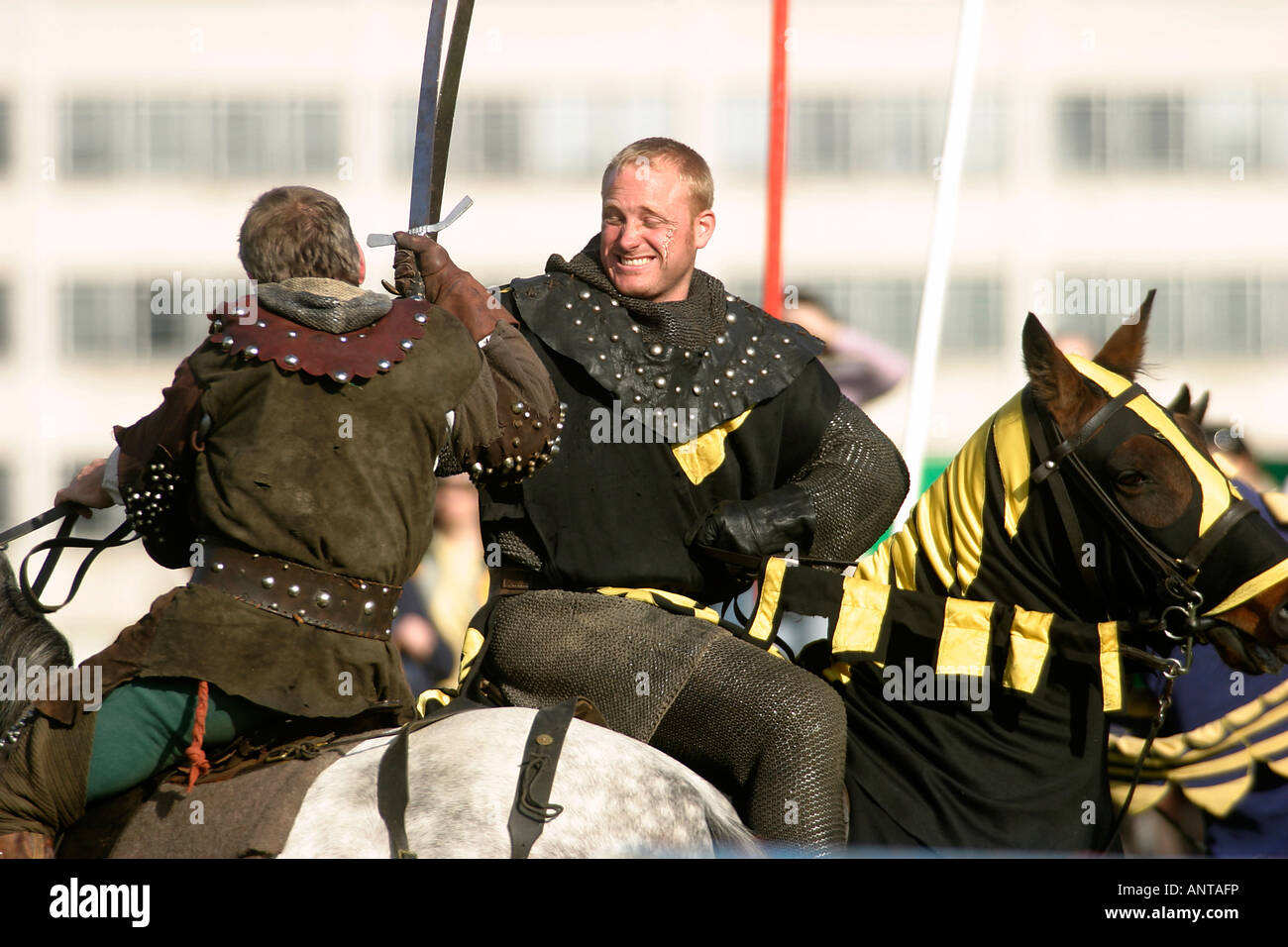 Knights of Nottingham, Medieval re-enactors, dueling in the annual ...