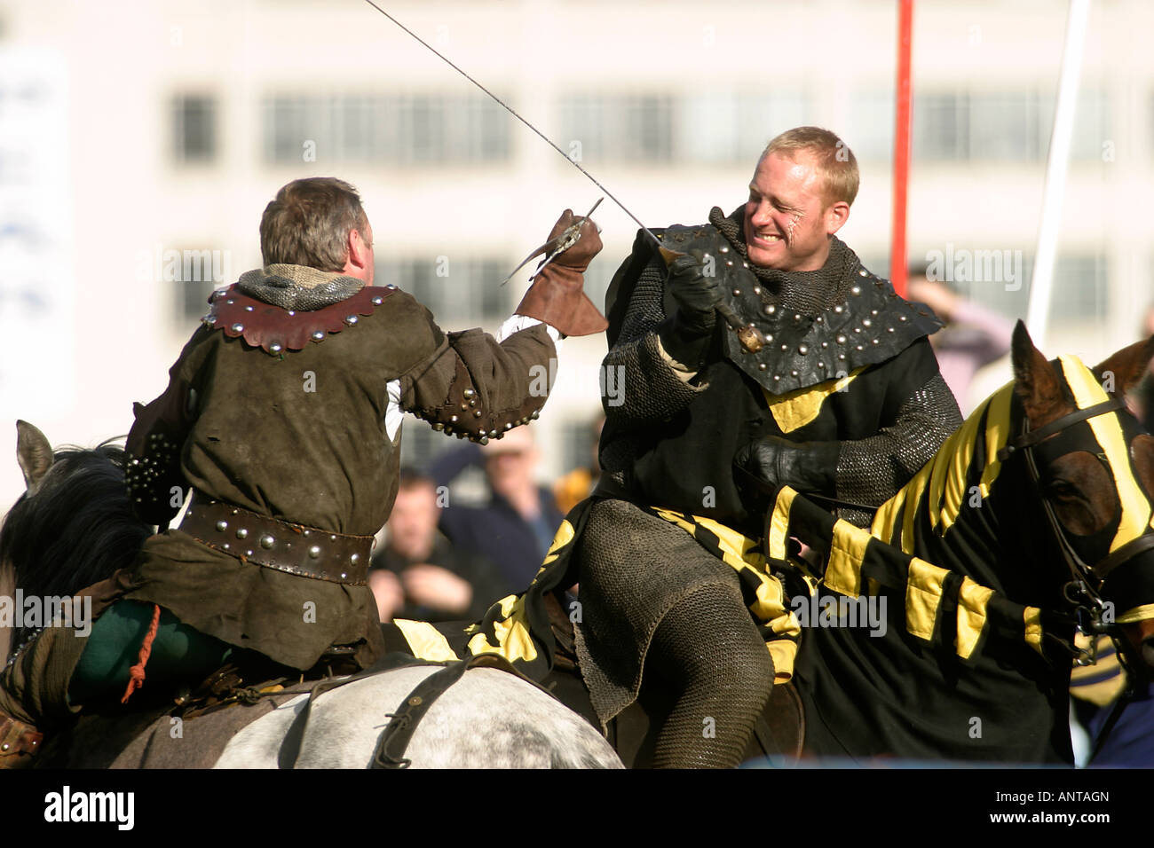 Knights of Nottingham, Medieval re-enactors, dueling in the annual ...
