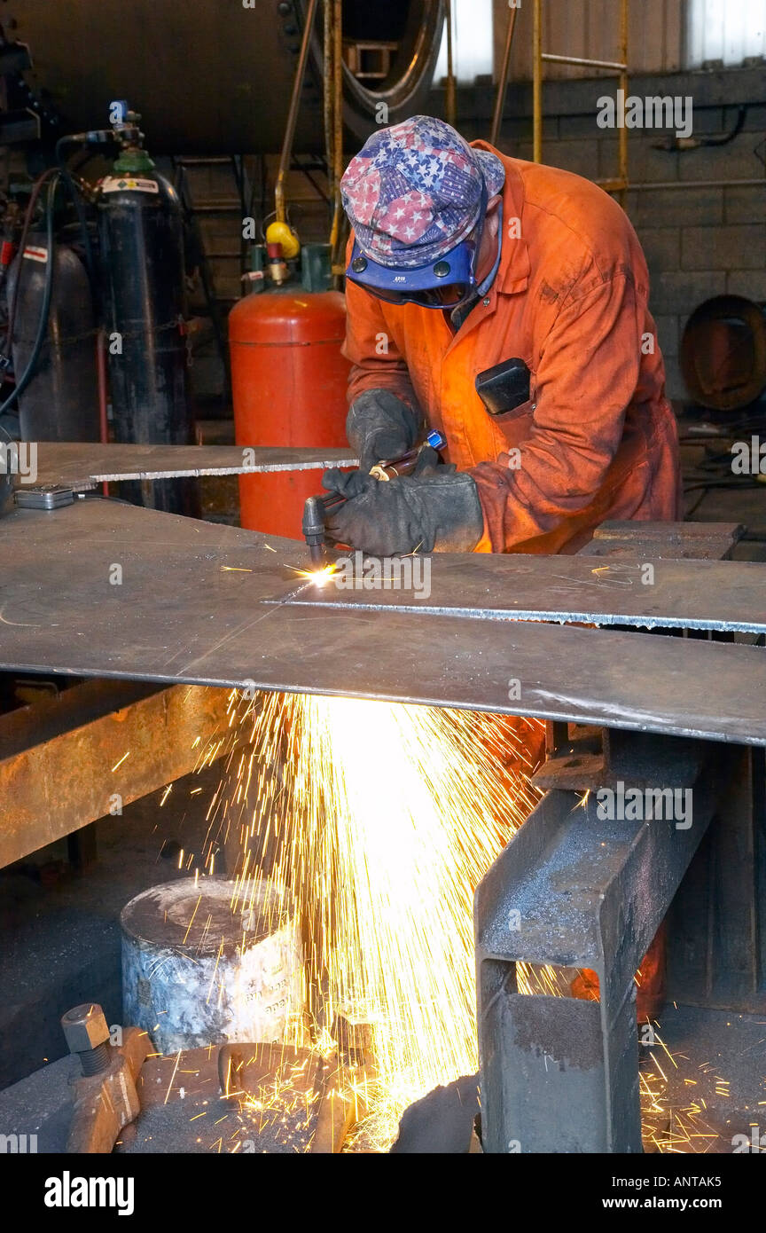 Engineer welding North York Moors Historic Railway Grosmont Yorkshire ...