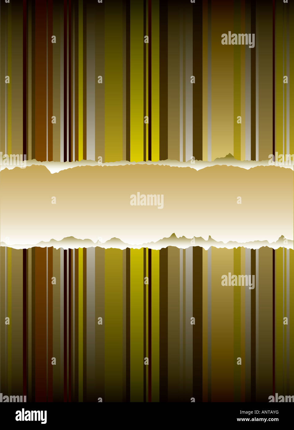 Golden background with vertical stripes and a rip down the middle Stock ...