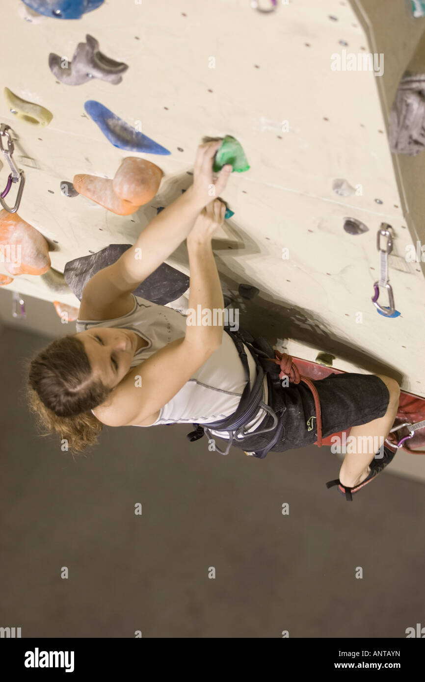 woman in climbing hall Stock Photo - Alamy