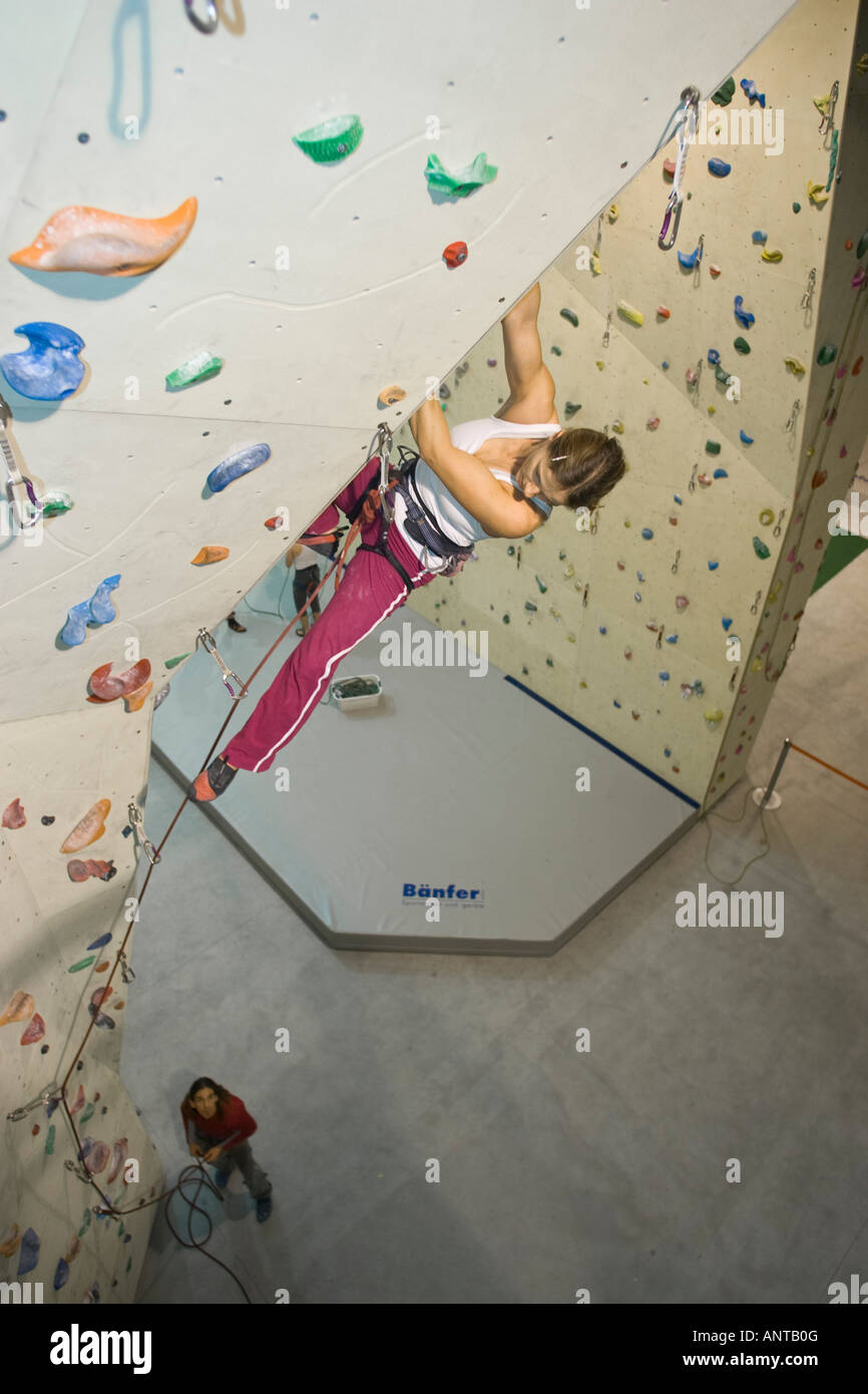 woman in climbing hall Stock Photo - Alamy