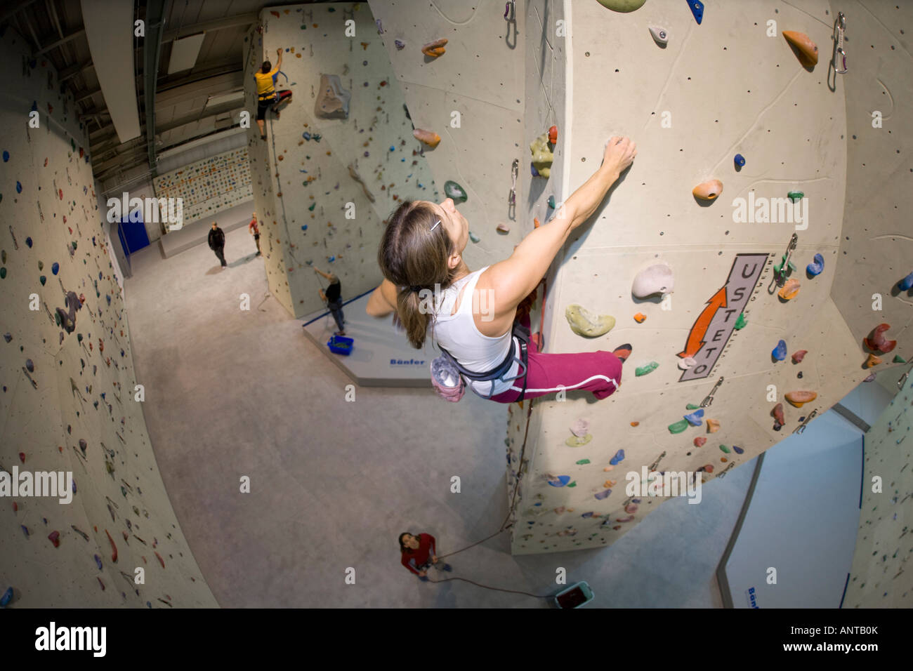 woman in climbing hall Stock Photo - Alamy