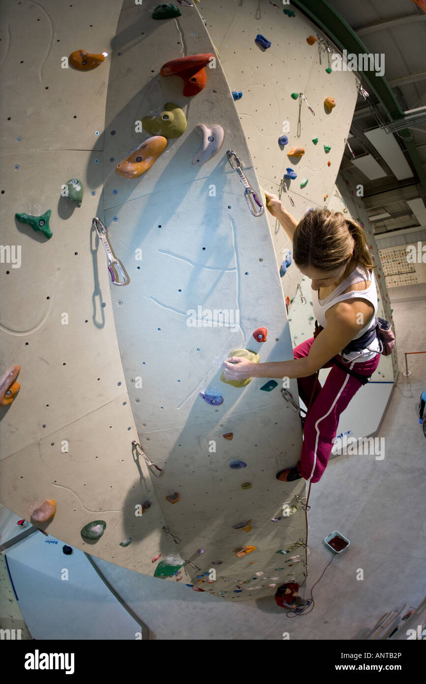 woman in climbing hall Stock Photo - Alamy