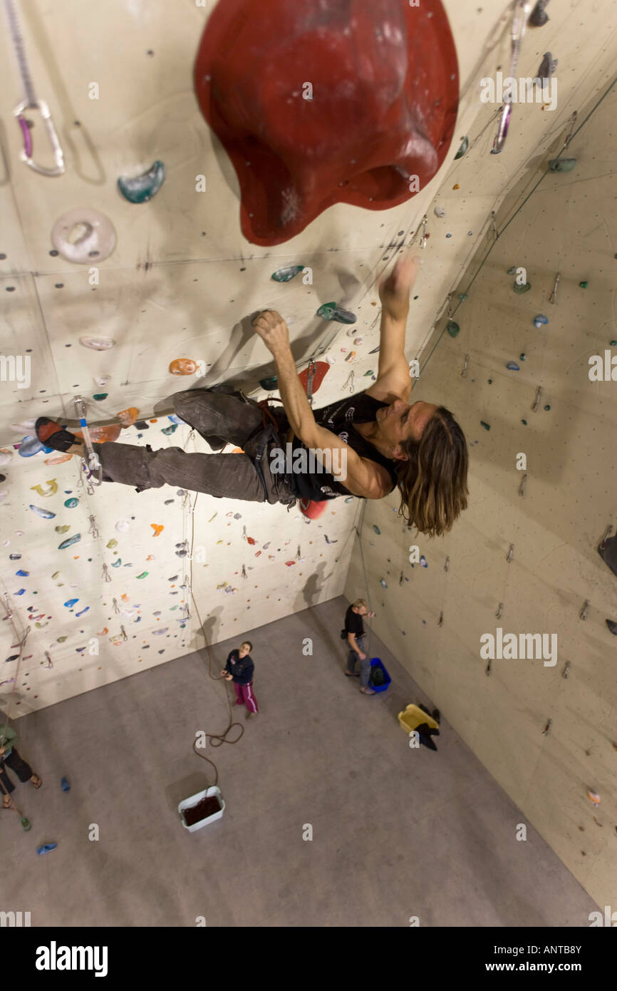 man in climbing hall Stock Photo - Alamy