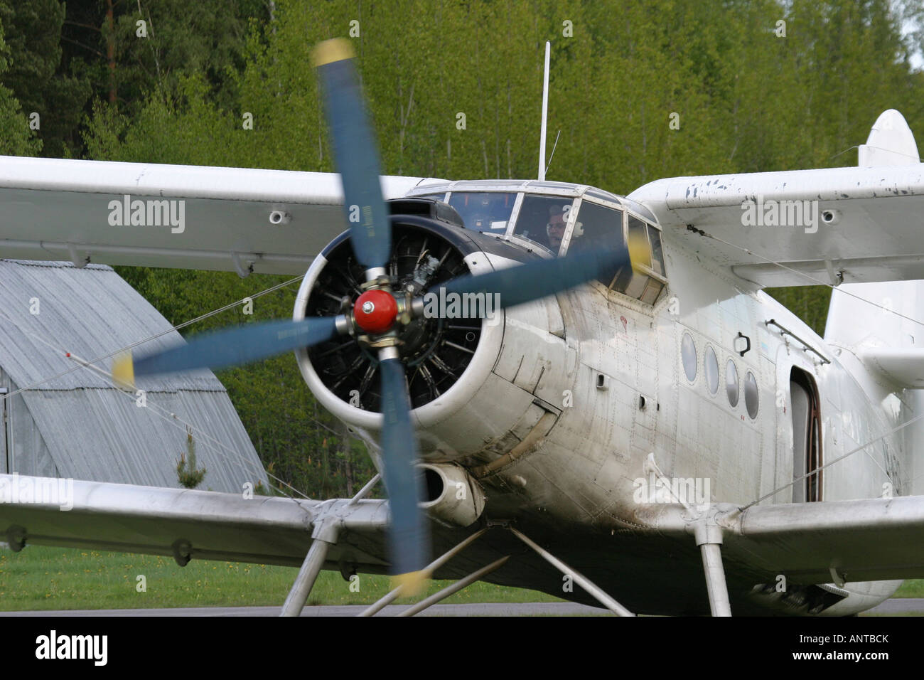 Old Airplane standing on airport Stock Photo - Alamy