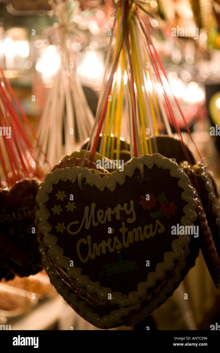 Traditional German sweets hanging on a stall at the Nurnberg Christmas ...