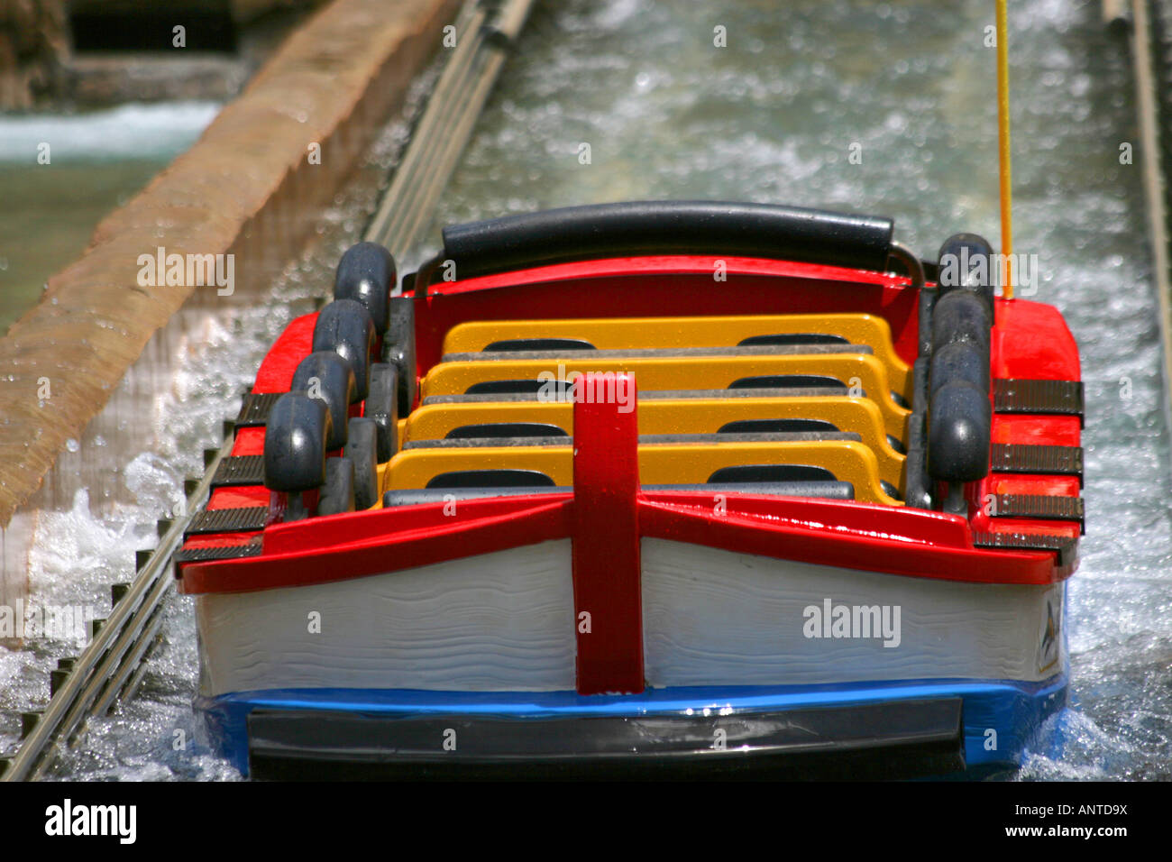 Empty Flume Ride Boat at Seaworld Orlando Florida, USA Stock Photo - Alamy