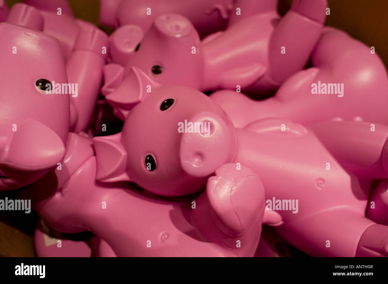 Pile of pink plastic pigs Stock Photo - Alamy