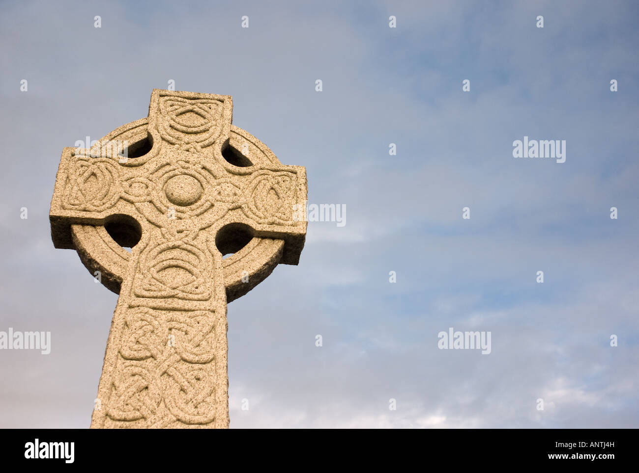 Celtic Cross against sky, Llanbadarn War Memorial, Aberystwyth Wales UK ...