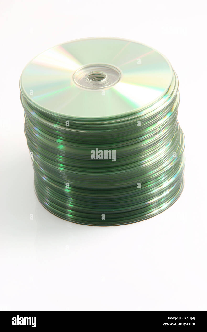 computer data cd in vertical raw isolated on white background Stock ...