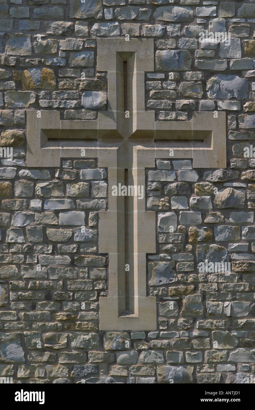 Crucifix shape in Church stone wall Somerset England Stock Photo - Alamy