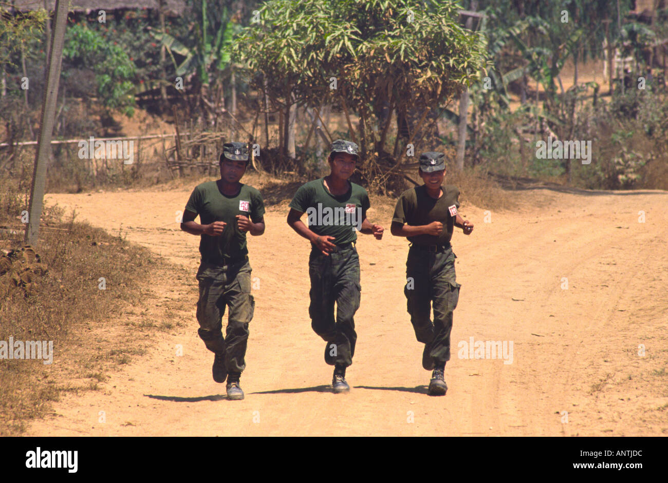 KNLA officer cadets during training Manerplow Kawtholei Burma Stock ...