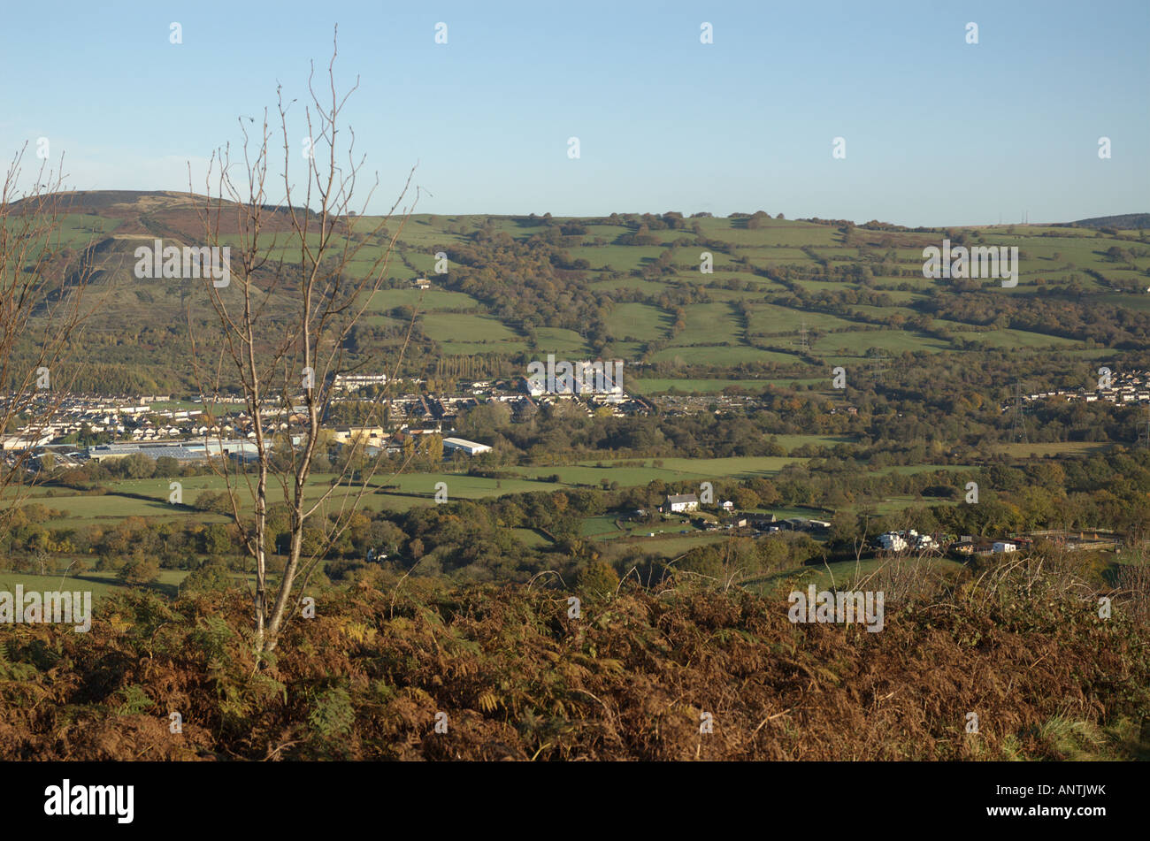 Trethomas and Machen Villages from Rudry Mountain Stock Photo - Alamy