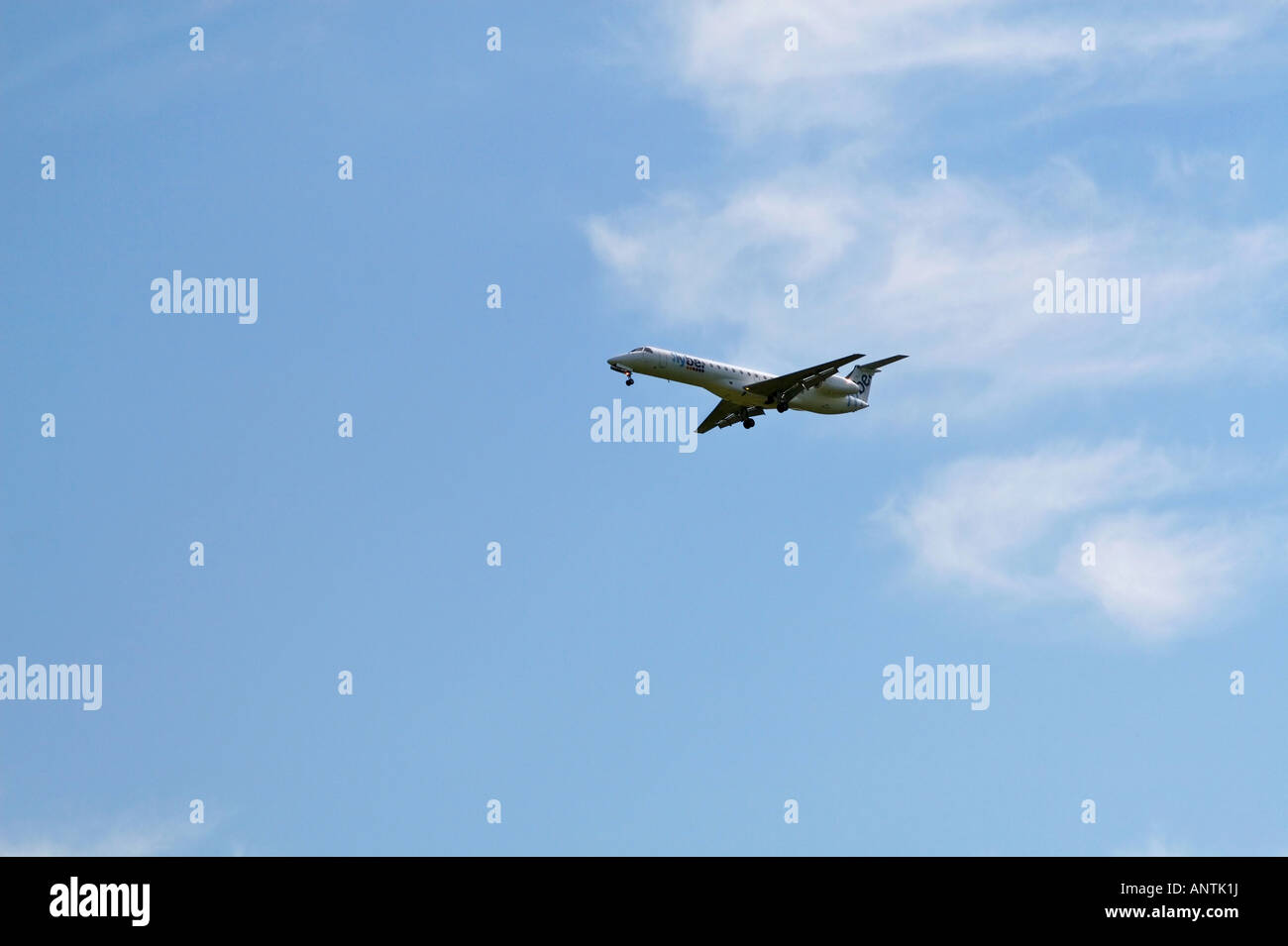 flybe plane landing at Manchester Stock Photo - Alamy