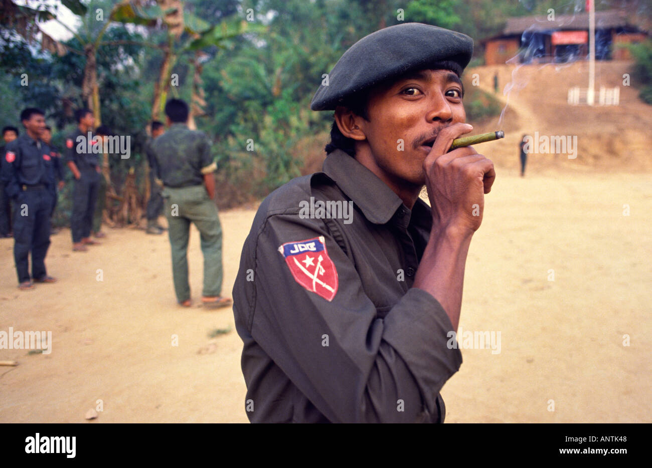 ABSDF fighter smoking a Cheroot Manerplow Kawtholei Burma Stock Photo ...