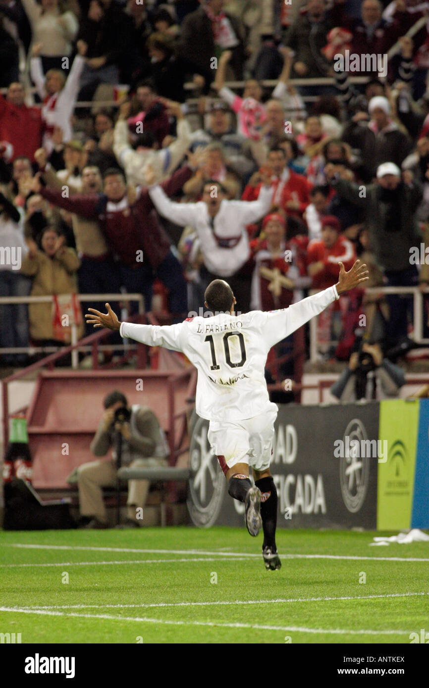 Luis Fabiano celebrates his second scoring Stock Photo - Alamy