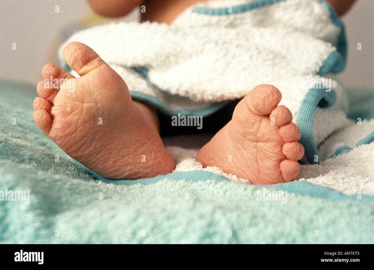 Wrinkled baby feet after bath Stock Photo - Alamy