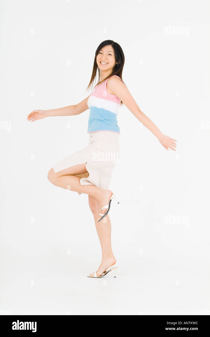 Young woman skipping Stock Photo - Alamy