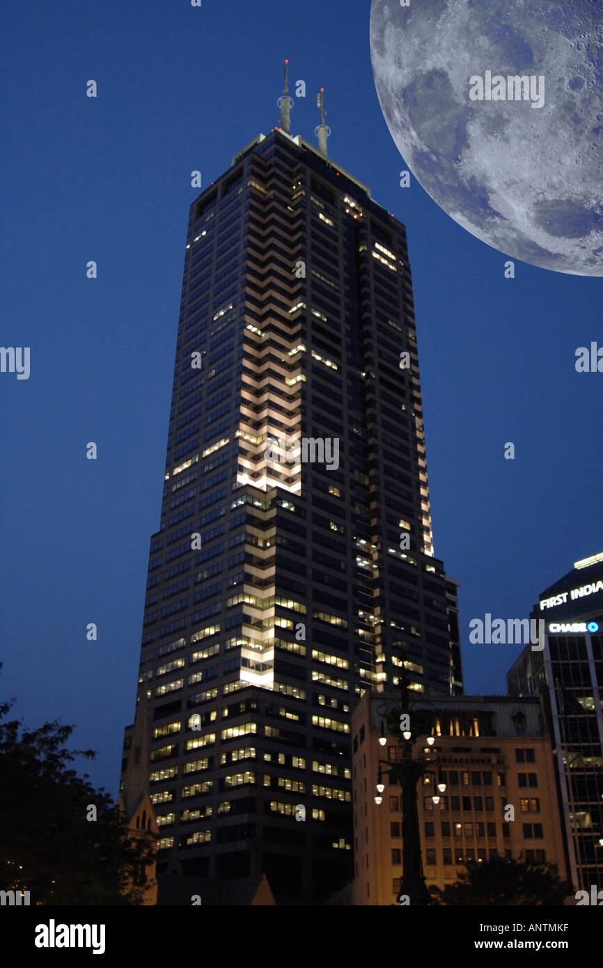 Skyscrapers in Indianapolis at night Stock Photo - Alamy