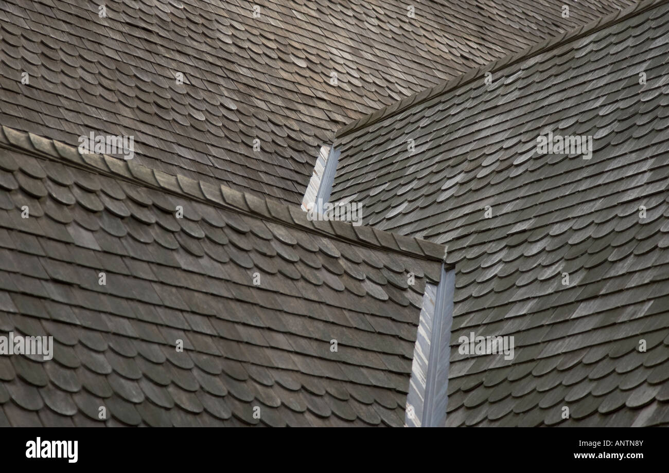 Shingle roof with several levels Stock Photo - Alamy