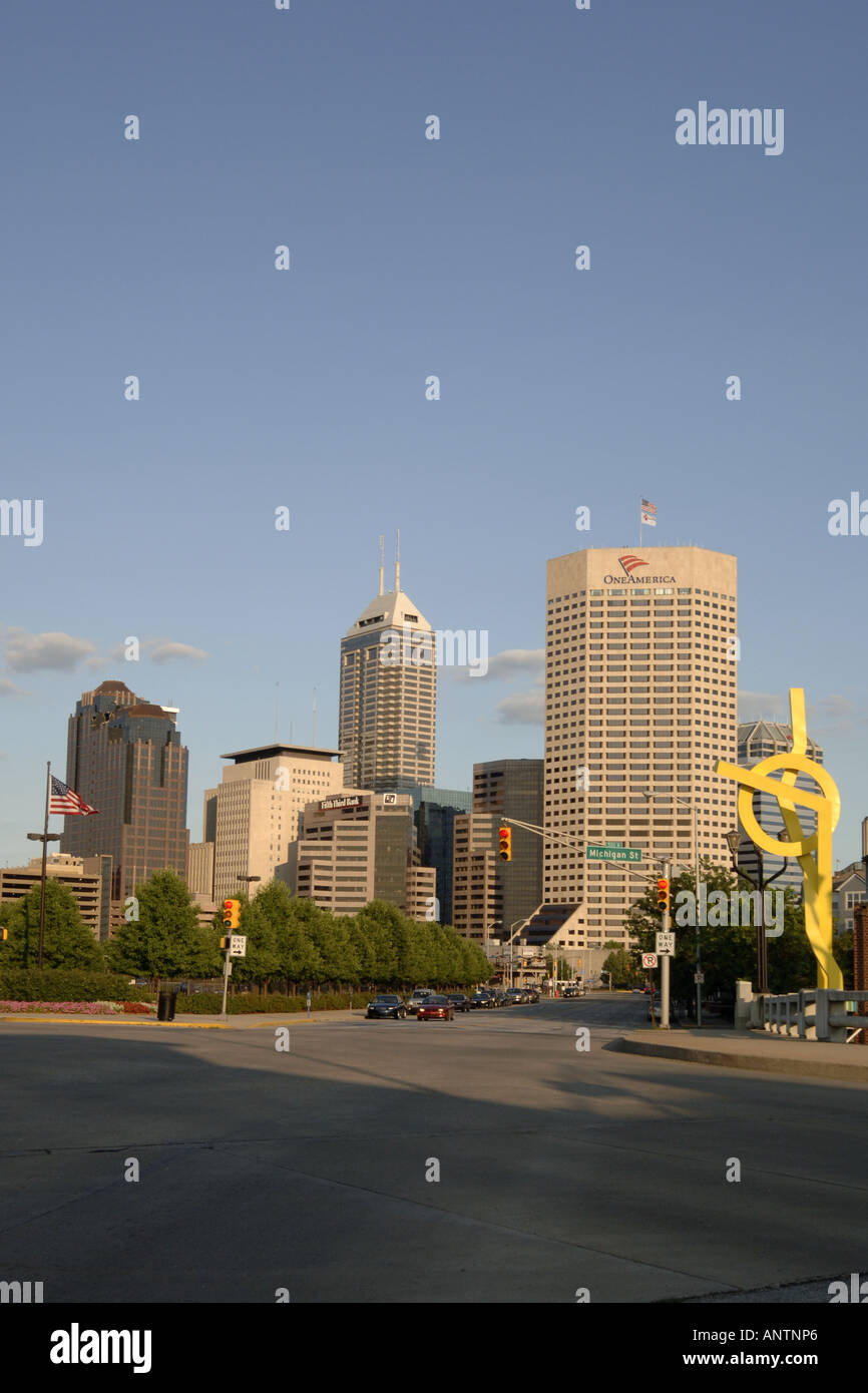 The skyline of Indianapolis city artwork Indiana IN Stock Photo - Alamy