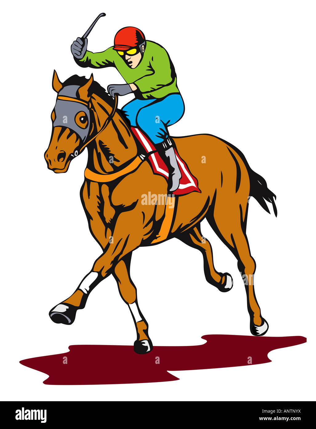 jockey and horse rider racing isolated on white background Stock Photo ...