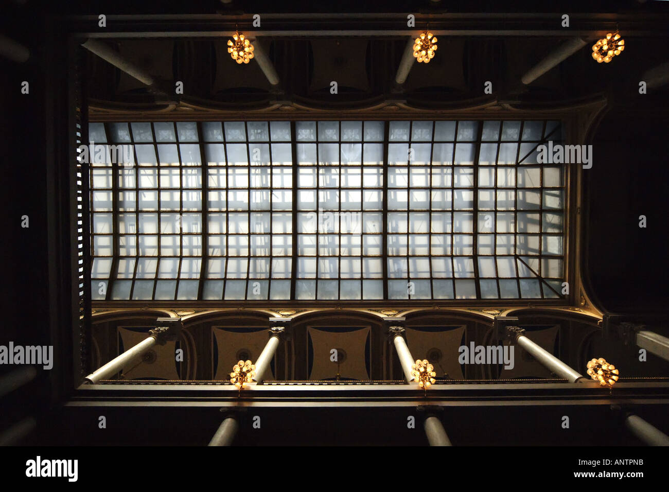 Inside the Indiana State Capitol Building viewing the stained glass ...