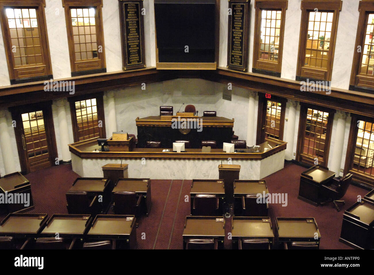 Inside the State Senate chambers of the Indiana State Capitol Building ...