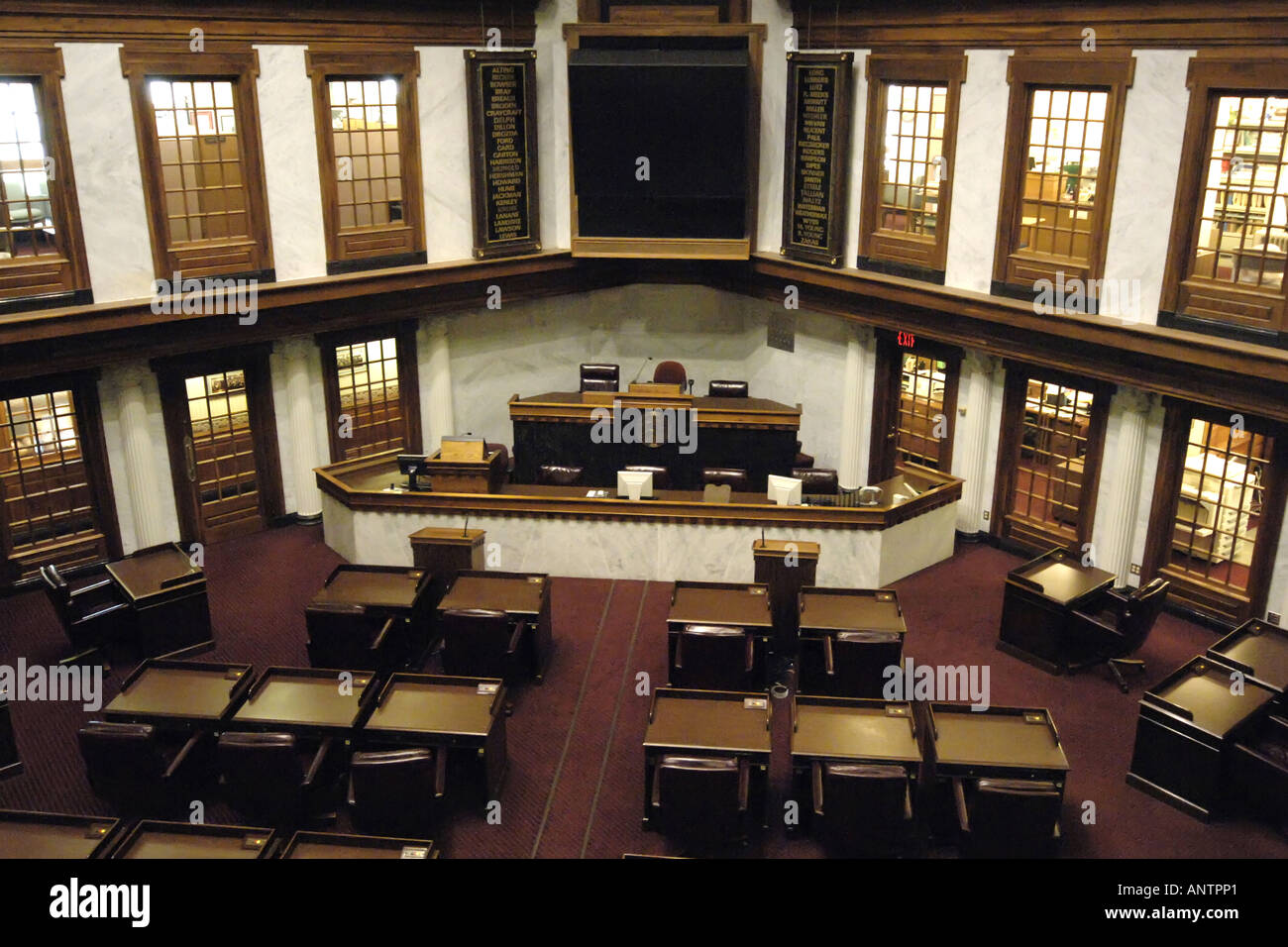 Inside the State Senate chambers of the Indiana State Capitol Building ...