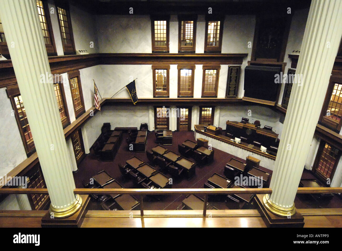 Inside the State Senate chambers of the Indiana State Capitol Building ...