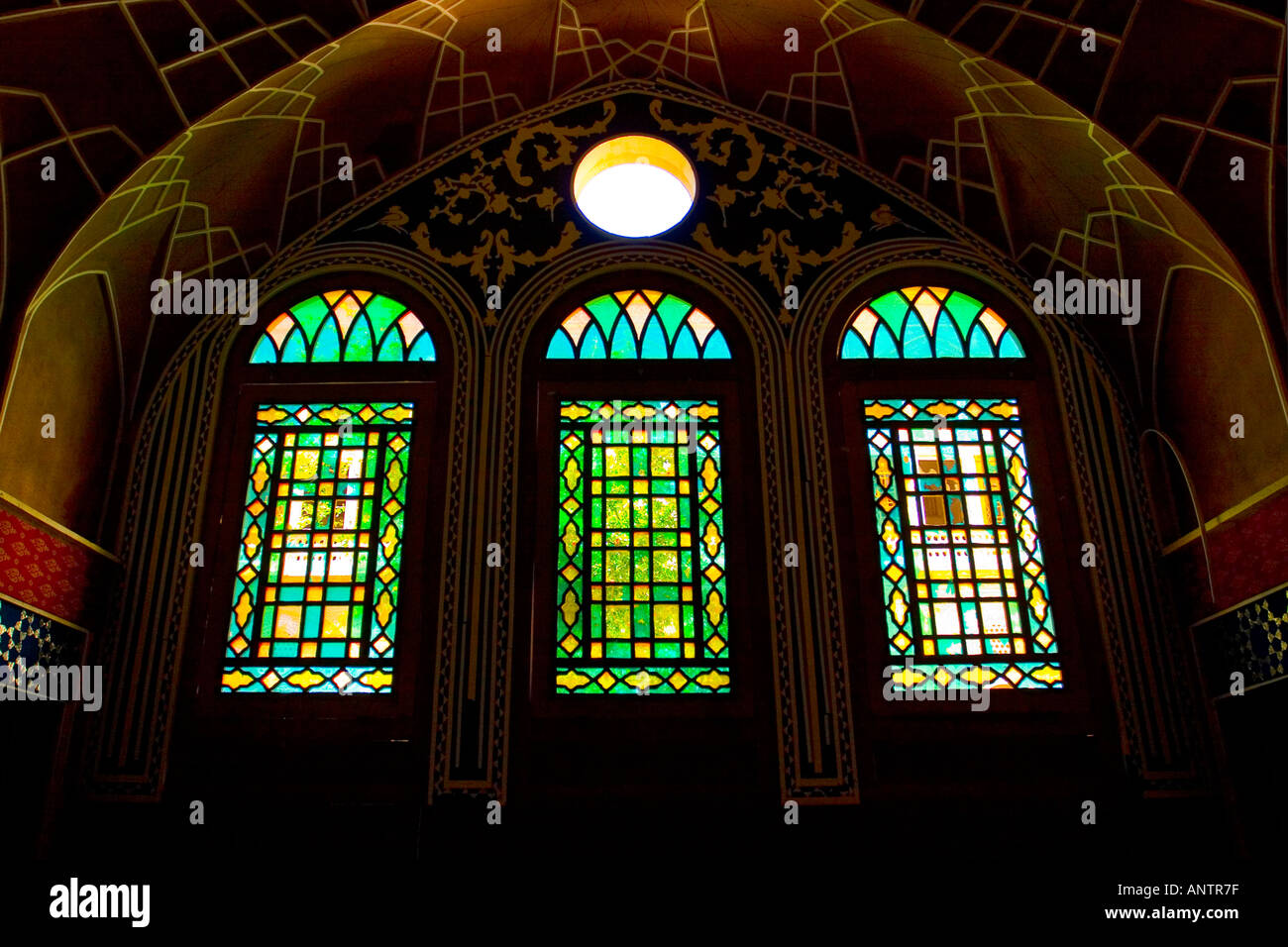 The stained glass windows of abbasin traditional house Kashan Iran ...