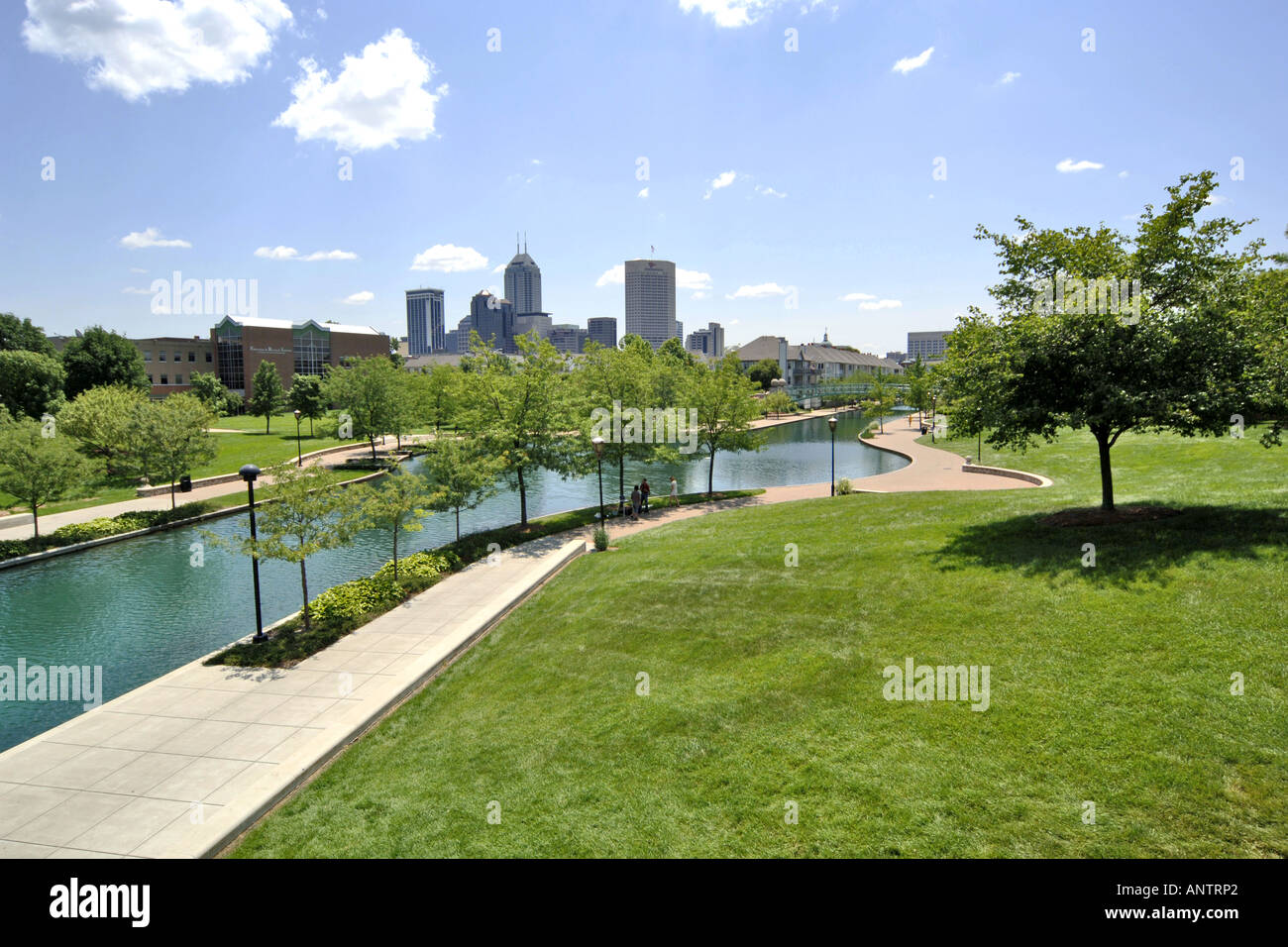 Downtown skyline white river indianapolis hi-res stock photography and ...