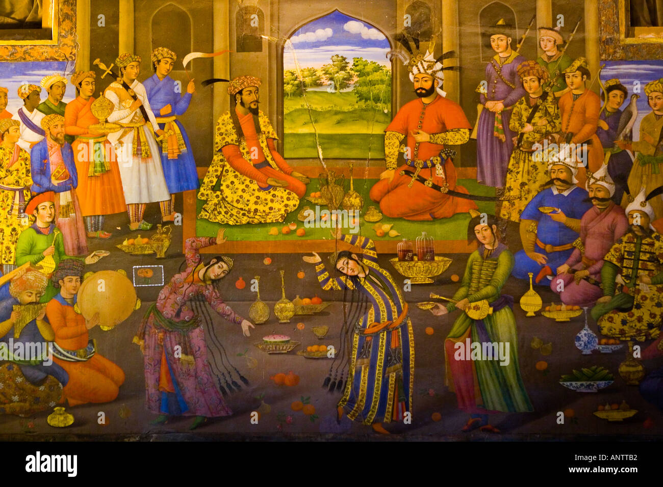 Detail of the marvellous paiting inside Chehel Sutun Palace Esfahan ...