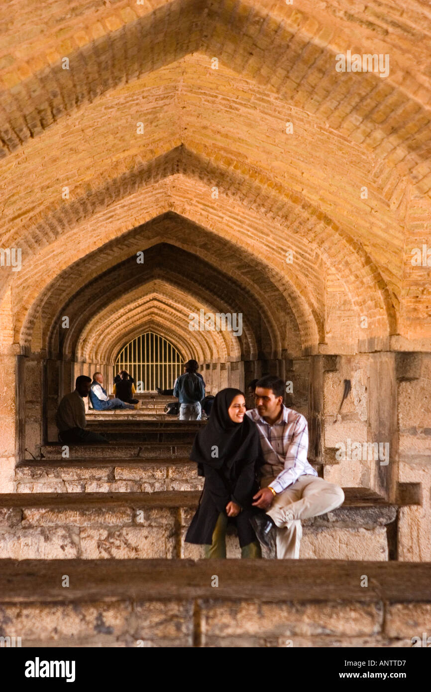A moment of intimacy under Khajou Bridge Esfahan Iran Stock Photo - Alamy
