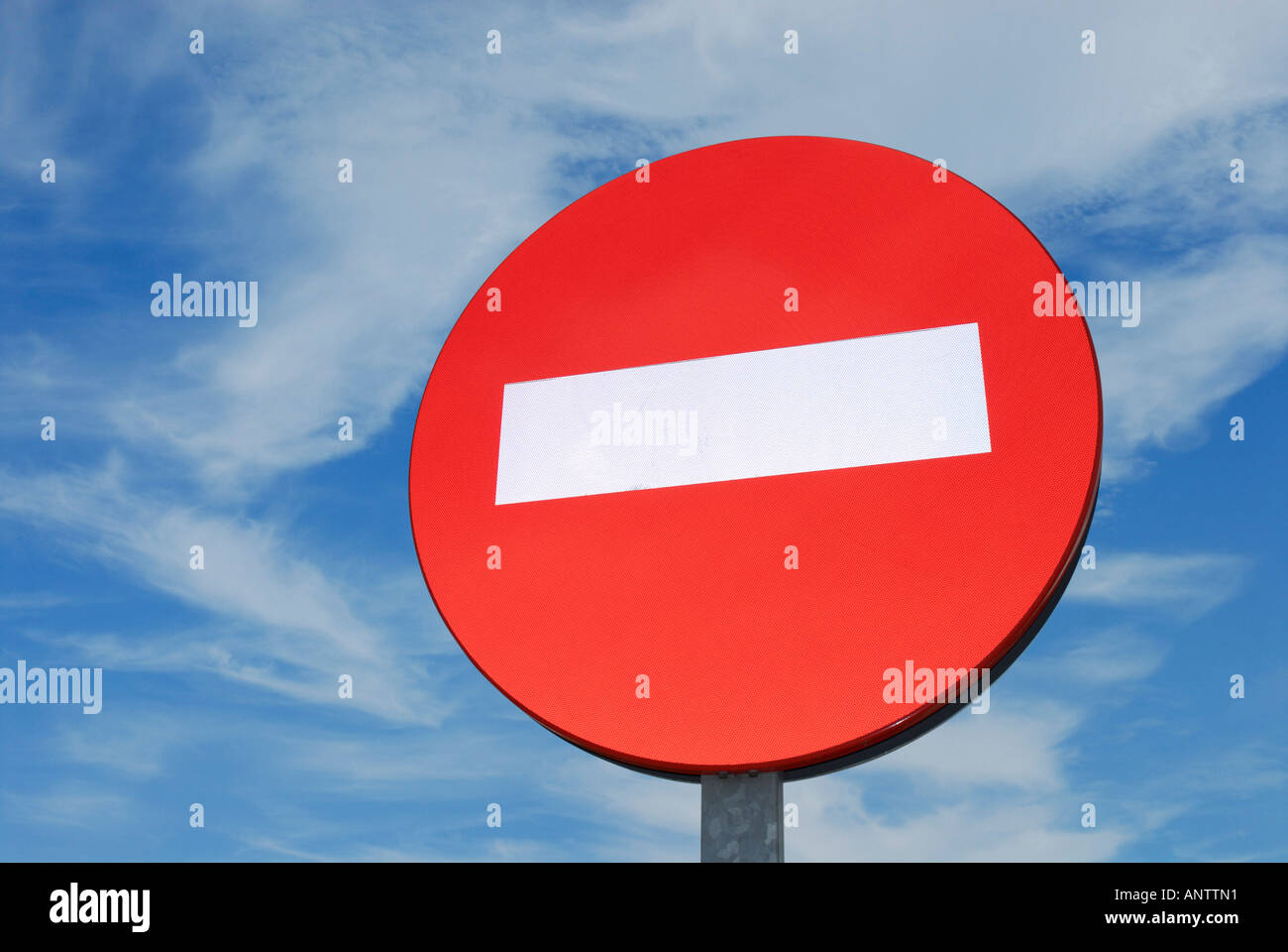 PROHIBITION TRAFFIC SIGN CIRCLE ON BLUE SKY BACKGROUND Stock Photo - Alamy