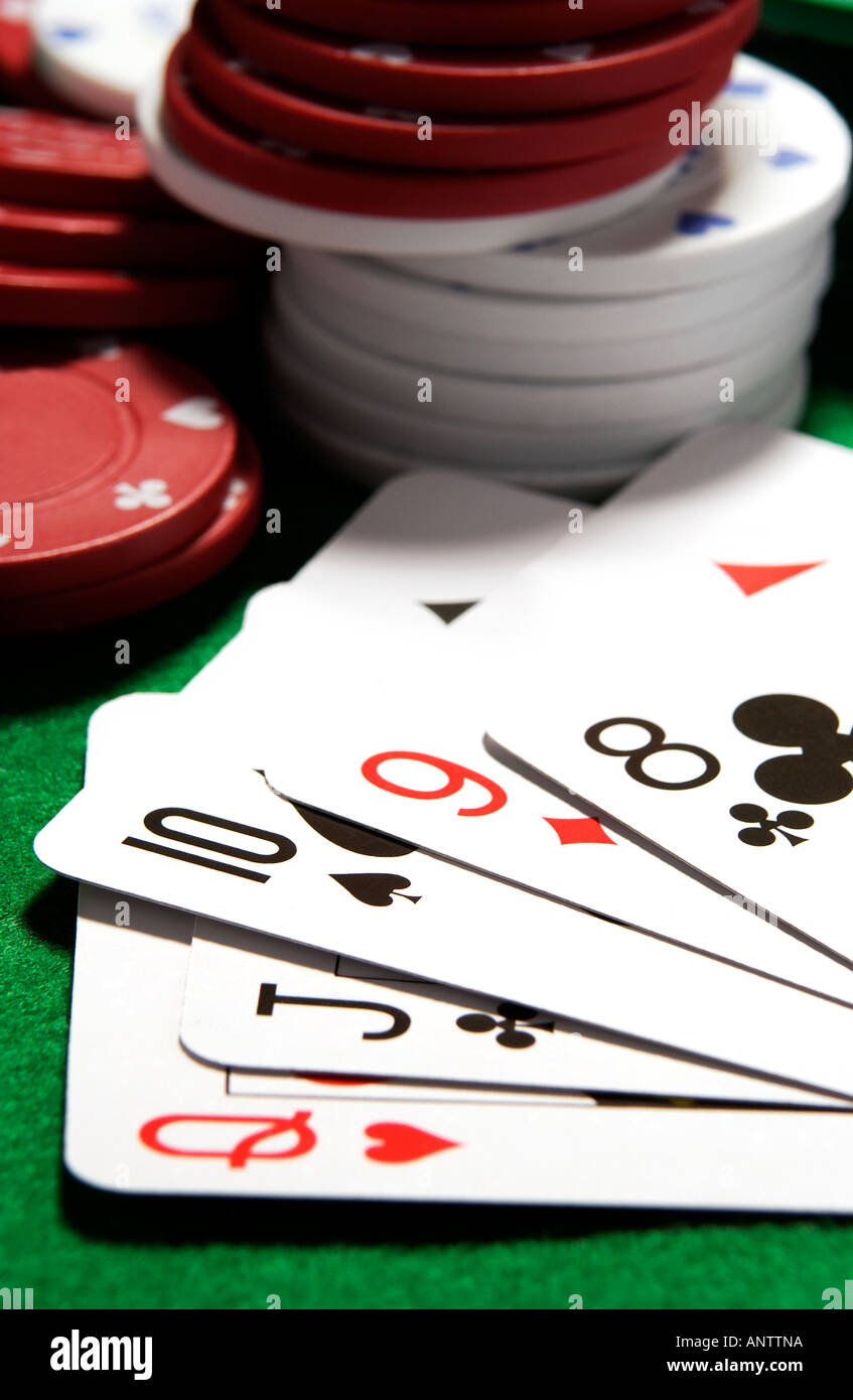 A Straight poker hand Stock Photo - Alamy