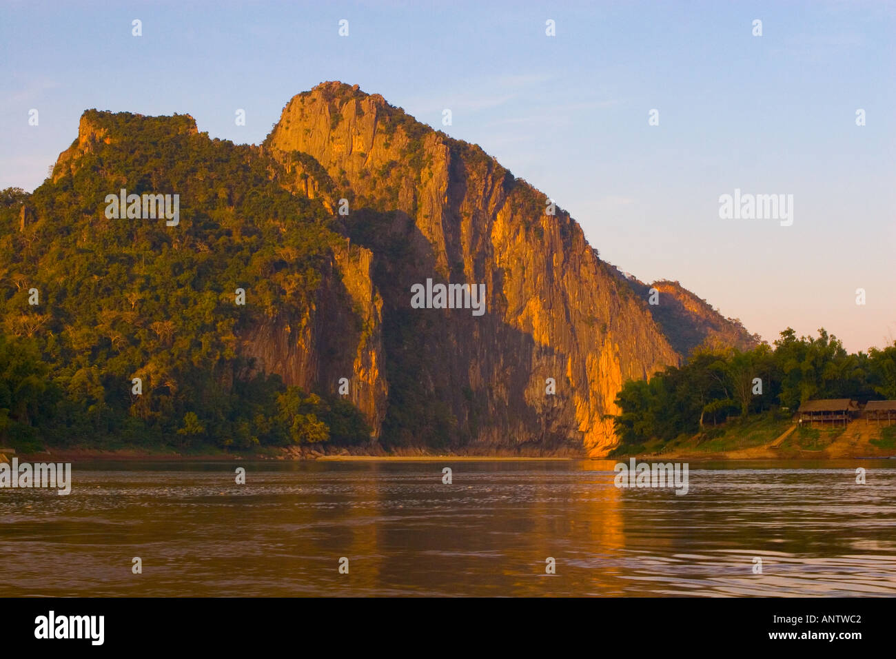Landscape along the Mekong River Laos Stock Photo - Alamy