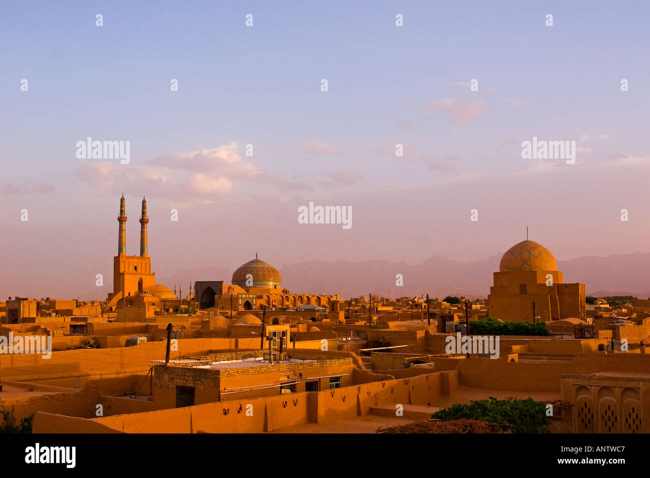 Panorama of Yazd and Jame Mosque late in the afternoon Yazd Iran Stock ...