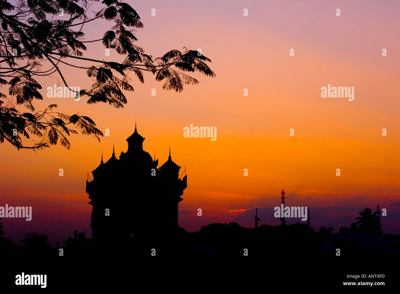 Sunset in Vientiane Laos Stock Photo - Alamy