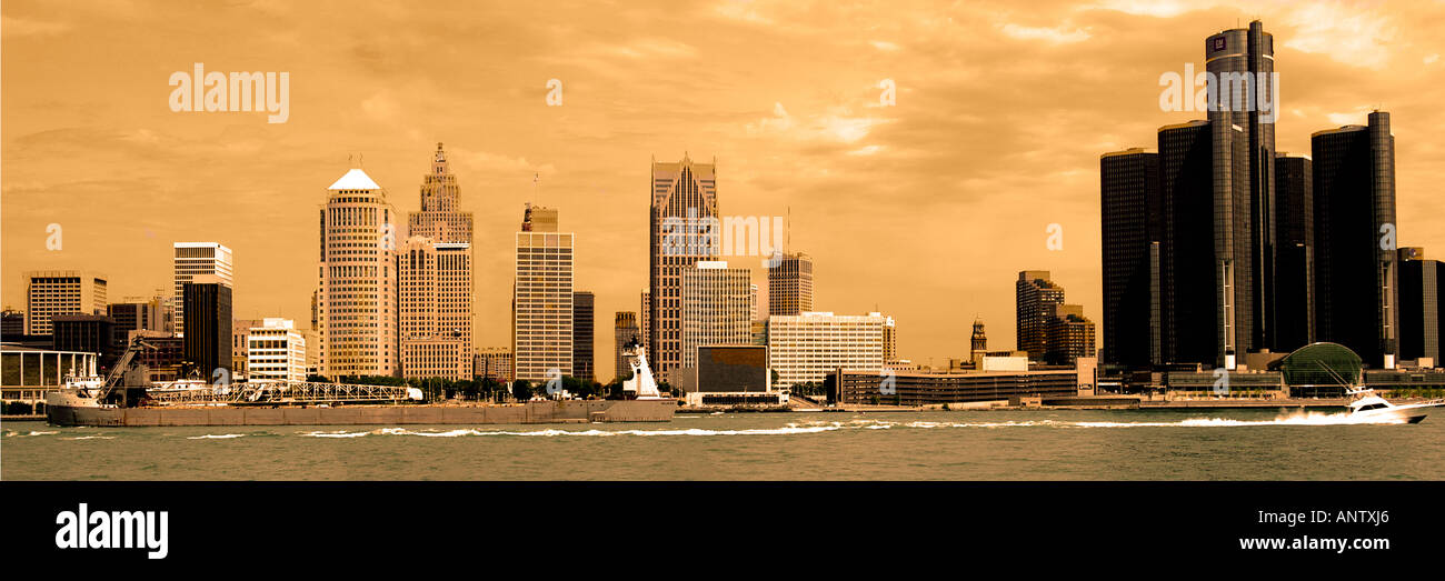 Detroit riverfront sunset hi-res stock photography and images - Alamy
