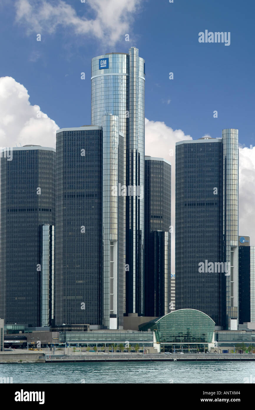 The GM Building in the Renaissance Centre in Detroit Michigan MI Stock ...