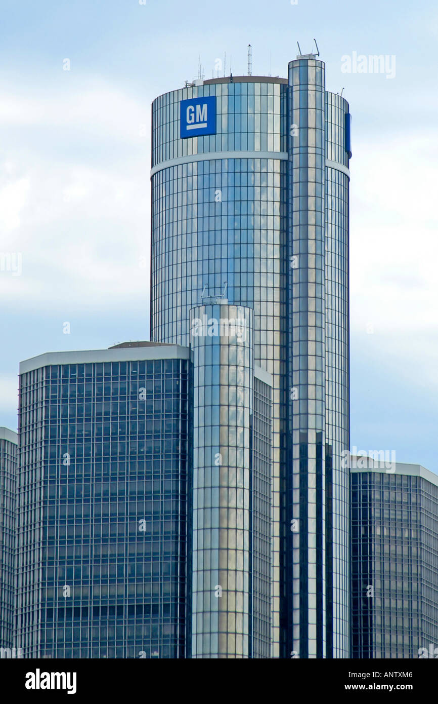 The GM Building in the Renaissance Centre in Detroit Michigan MI Stock ...