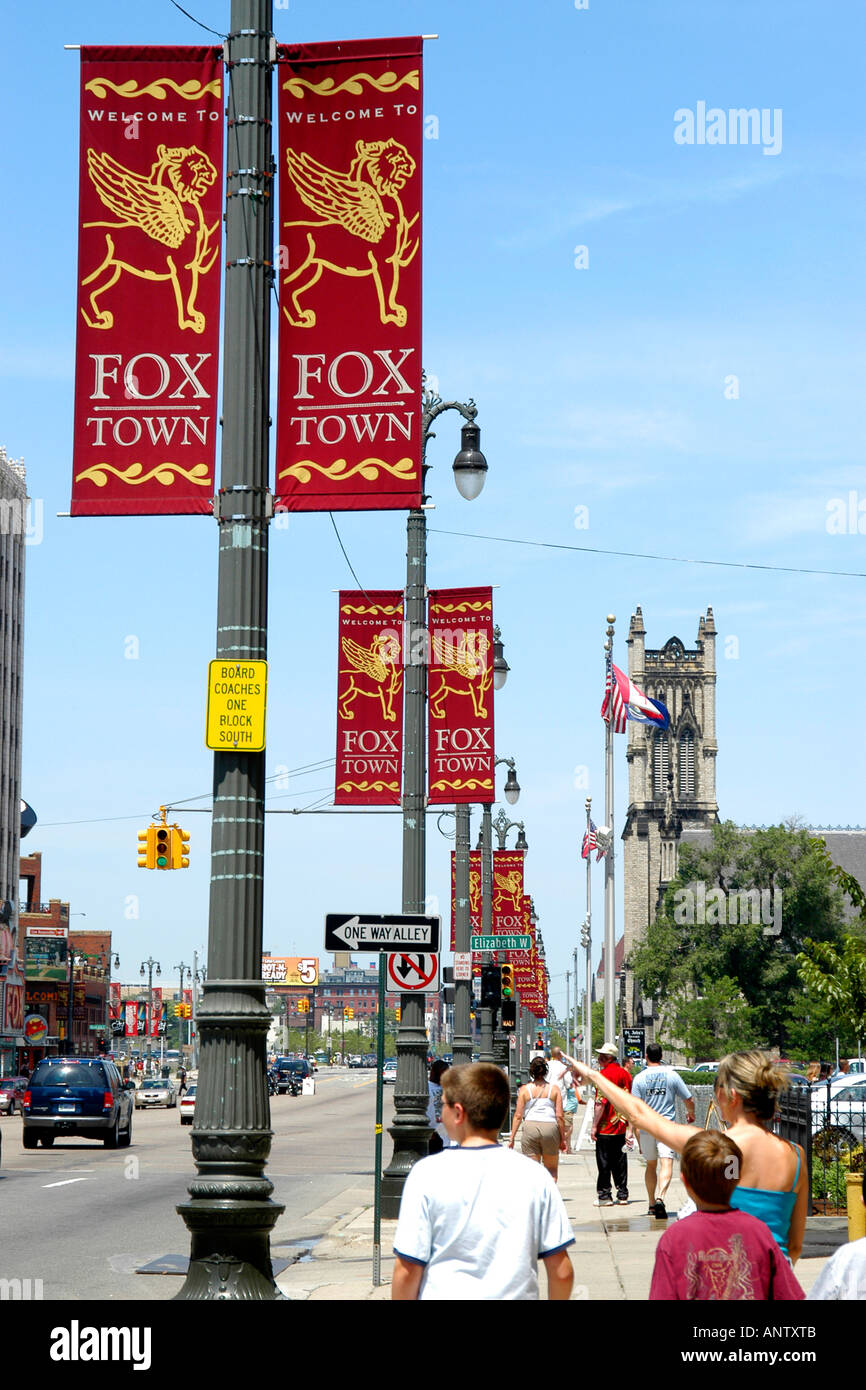 Woodwood Avenue in Foxtown Detroit Michigan MI Stock Photo - Alamy